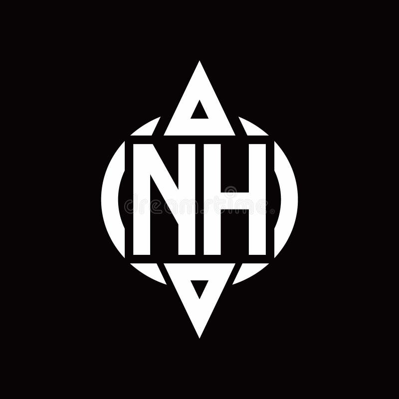 NH Logo with Circle Rounded Combine Triangle Top and Bottom Side Design ...