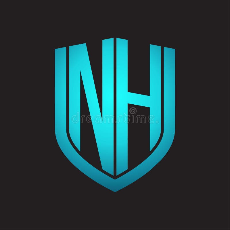 NH Logo Monogram with Emblem Shield Design Isolated with Blue Colors on ...
