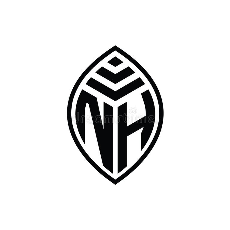 NH Logo Monogram Leaf Shape Isolated Outline Design Template Stock ...