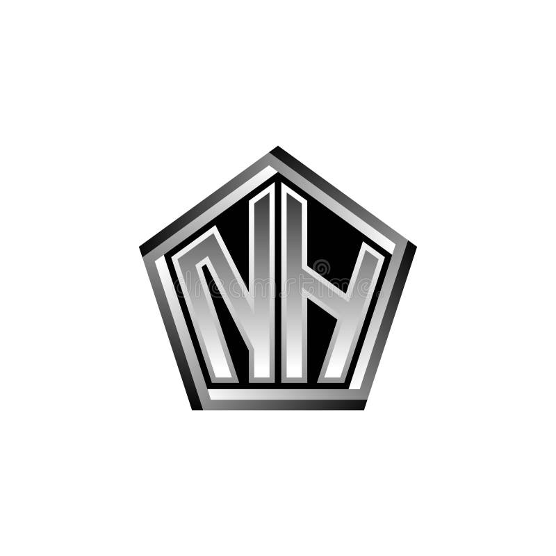 NH Logo Monogram Silver Geometric Modern Design Stock Vector ...