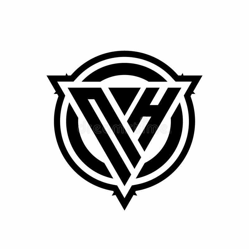 NH Logo with Triangle Shape and Circle with Outline Rounded Design ...