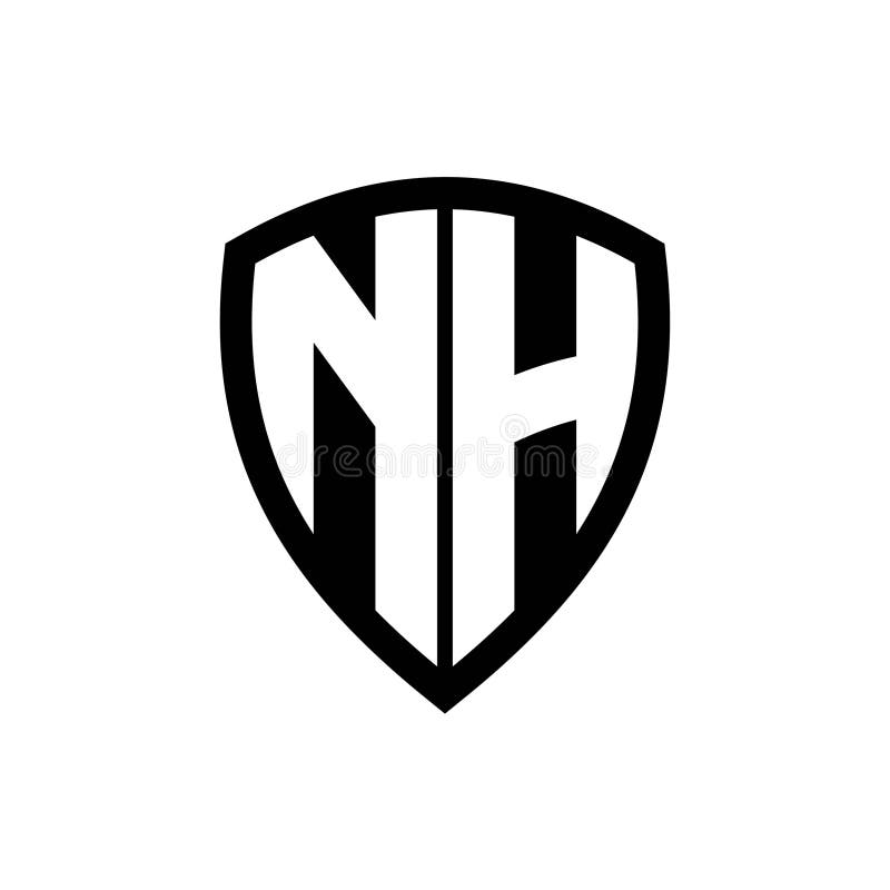 NH Monogram Logo with Bold Letters Shield Shape with Black and White ...