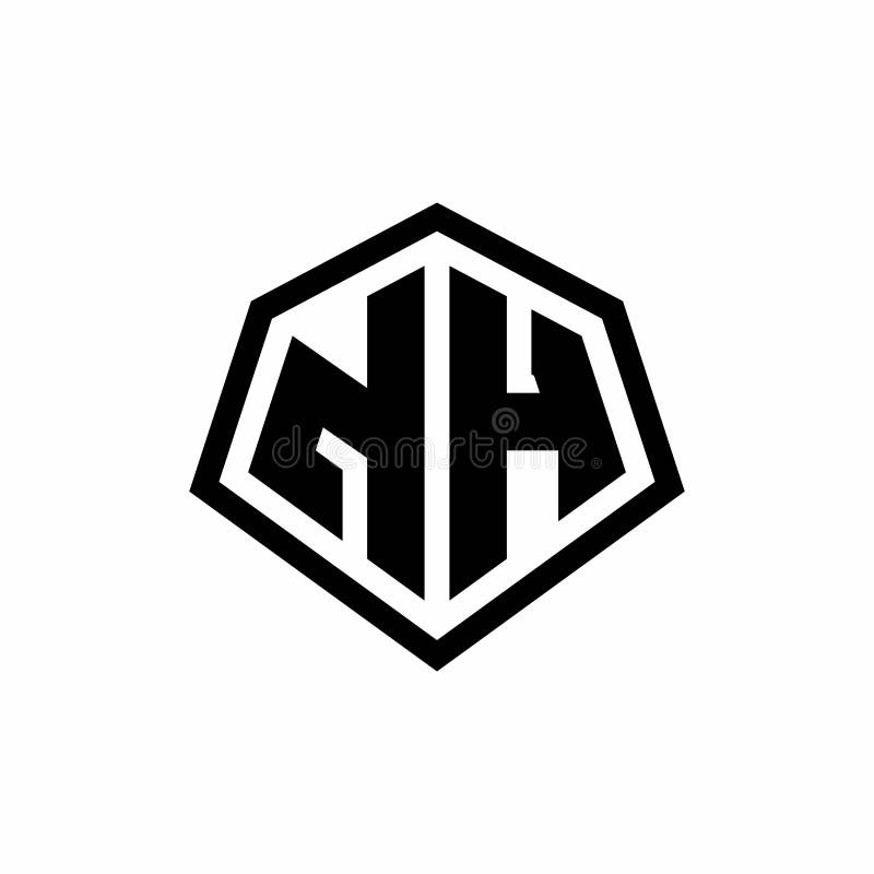 NH Monogram Logo with Hexagon Shape and Line Rounded Style Design ...
