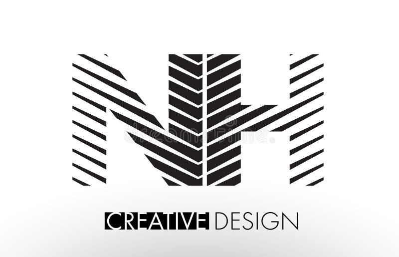 NH N H Lines Letter Design with Creative Elegant Zebra Stock Vector ...