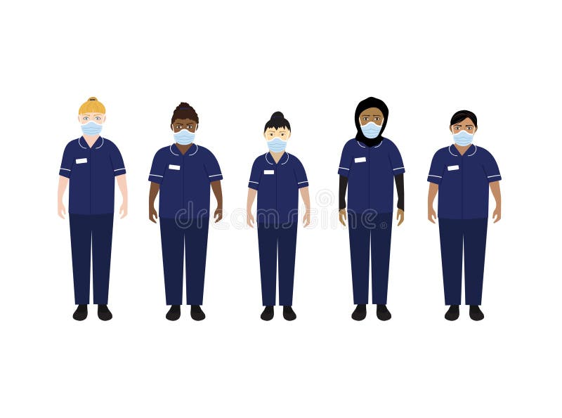 NHS Nurses Wearing Face Masks Stock Vector - Illustration of nurse ...