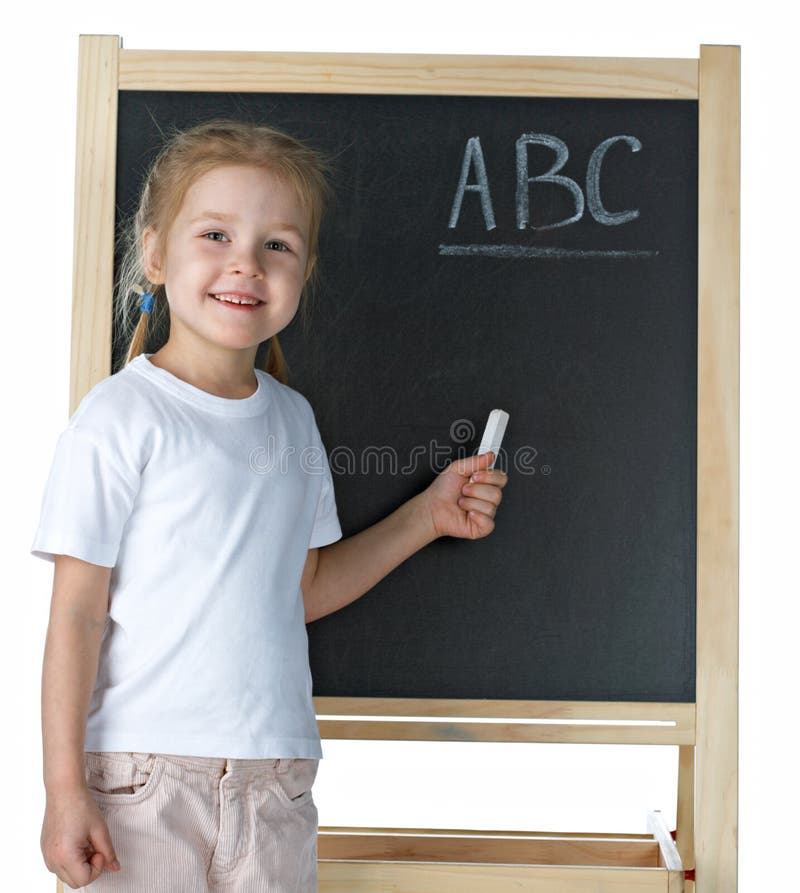 Niña con la pizarra foto de archivo. Imagen de alegre - 12685824