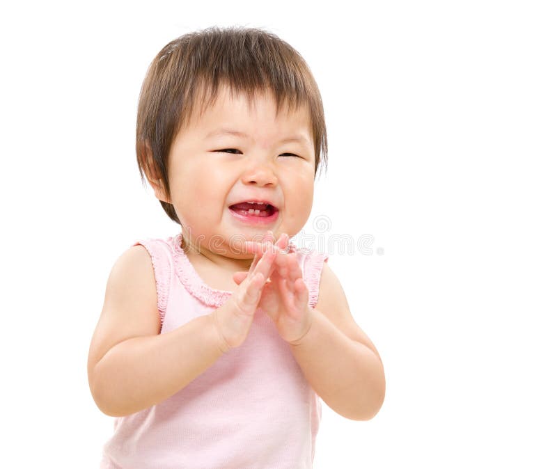 Niña feliz que aplaude imagen de archivo. Imagen de ojos - 33941259