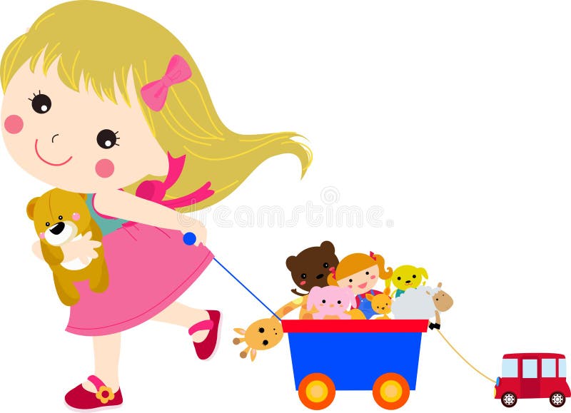 Niña linda y sus juguetes ilustración del vector. Ilustración de bebé ...