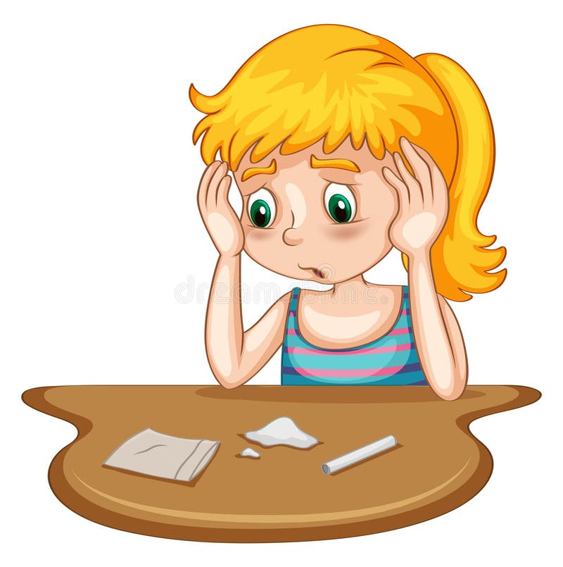 Niña que hace la droga ilustración del vector. Ilustración de adicto ...
