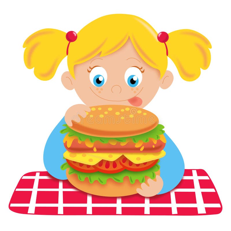 Niño hambriento stock de ilustración. Ilustración de emparedado - 22802597