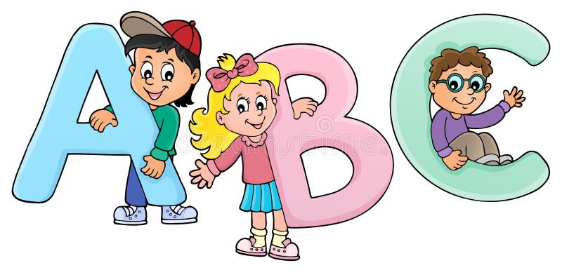 Niños Con El Tema 2 De ABC De Las Letras Ilustración del Vector ...