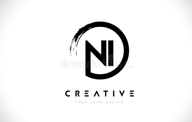 NI Letter Logo with Circle Brush Design and White Background Stock ...