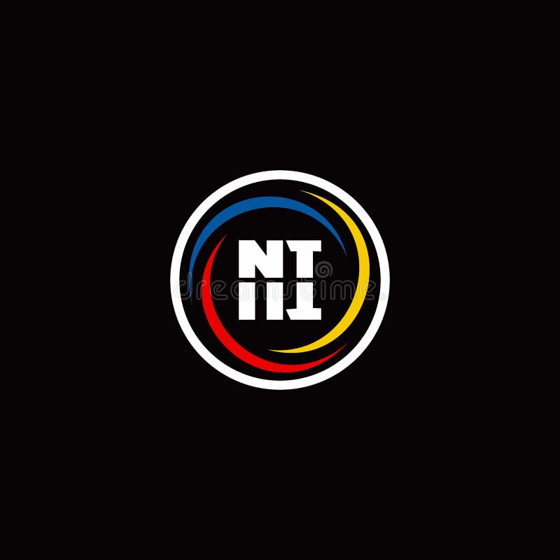 NI Monogram Logo Isolated on Circle Shape with 3 Slash Colors Rounded ...