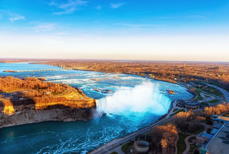 Niagara Falls Aerial View Canadian Stock Photo - Image of blue ...
