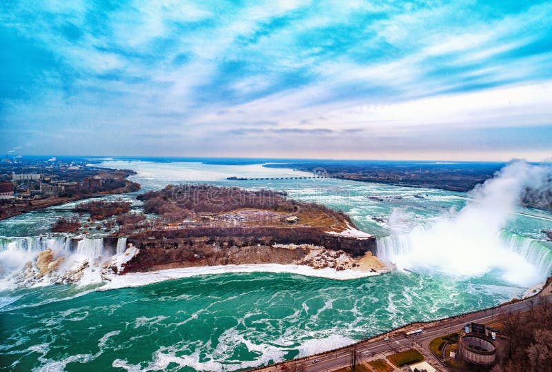 Niagara Falls Aerial View Canadian Stock Image - Image of majestic ...