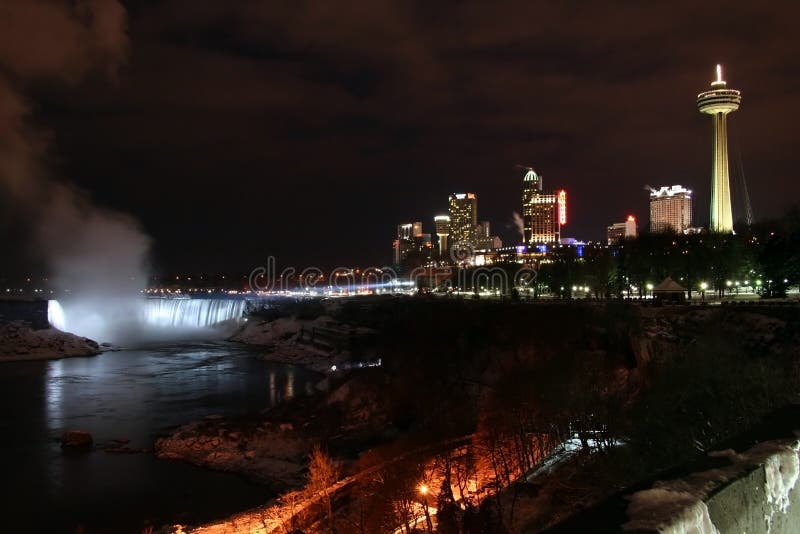 Niagara Falls - City Night stock image. Image of freezing - 1508199