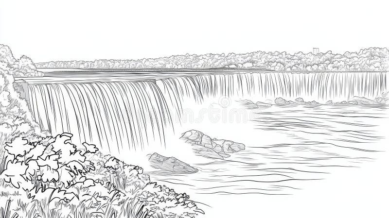 Niagara Falls Line Drawing a Singleline Drawing of Niagara Falls ...