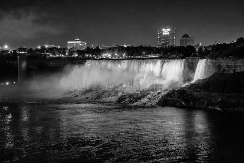 Niagara Falls Night Colors from the Canadian Side, Ontario Stock Photo ...