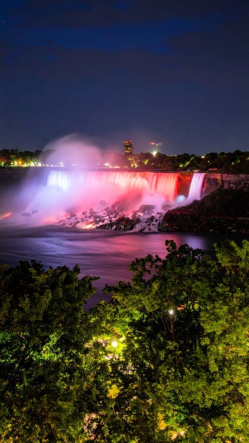 Niagara Falls Night Illumination Stock Illustration - Illustration of ...