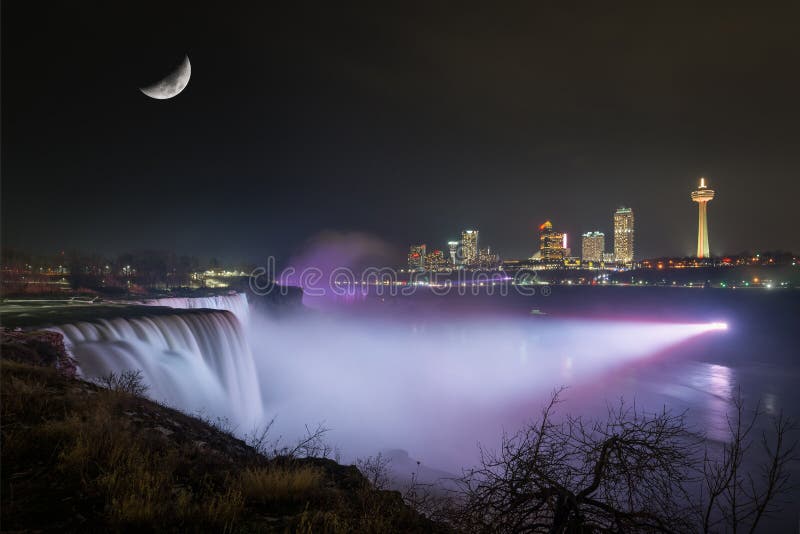 Niagara Falls Under the Moon Editorial Stock Image - Image of canadian ...