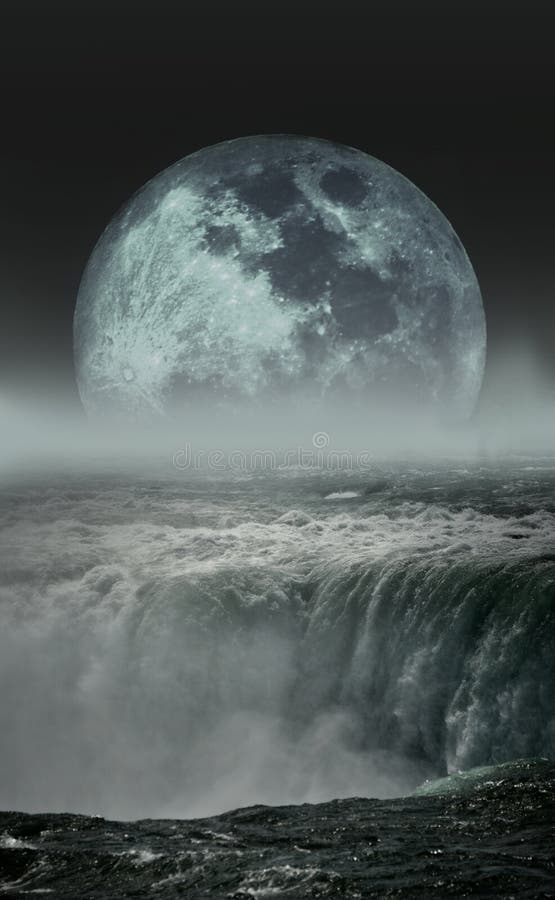 Niagara Falls Under Violet Moon Stock Illustration - Illustration of ...