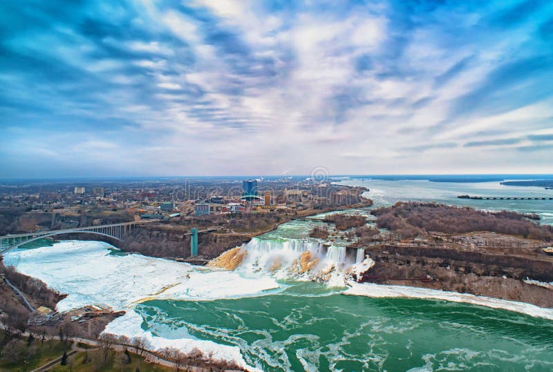 Niagara Falls between United States of America and Canada. Stock Image ...