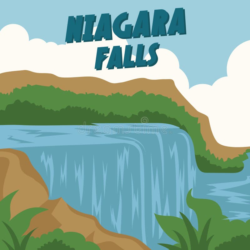 Niagara Falls. Vector Illustration Decorative Design Stock Illustration ...