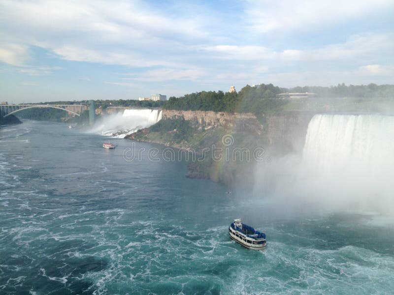 Niagara Falls, View from Canada with a Beautiful Blue Sky Stock Photo ...