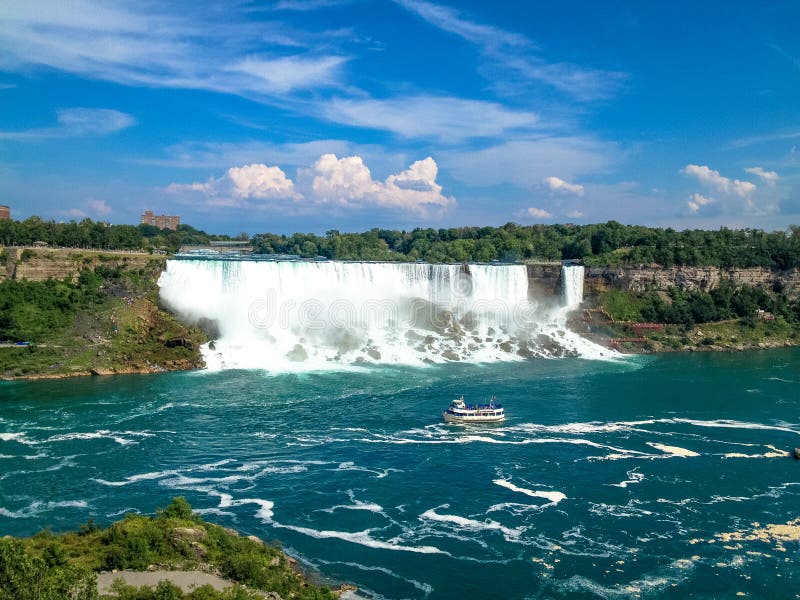 Niagara Falls, View from Canada with a Beautiful Blue Sky Stock Photo ...