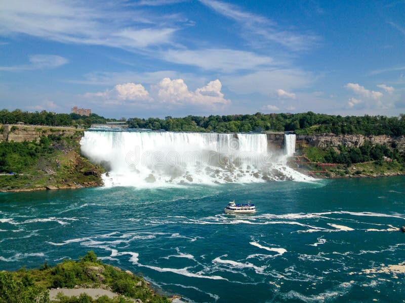 Niagara Falls, View from Canada with a Beautiful Blue Sky Stock Photo ...