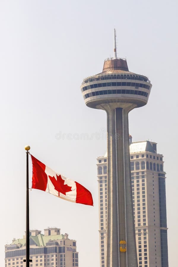 The Skylon Observation Tower with a Canada Flag Editorial Stock Photo ...