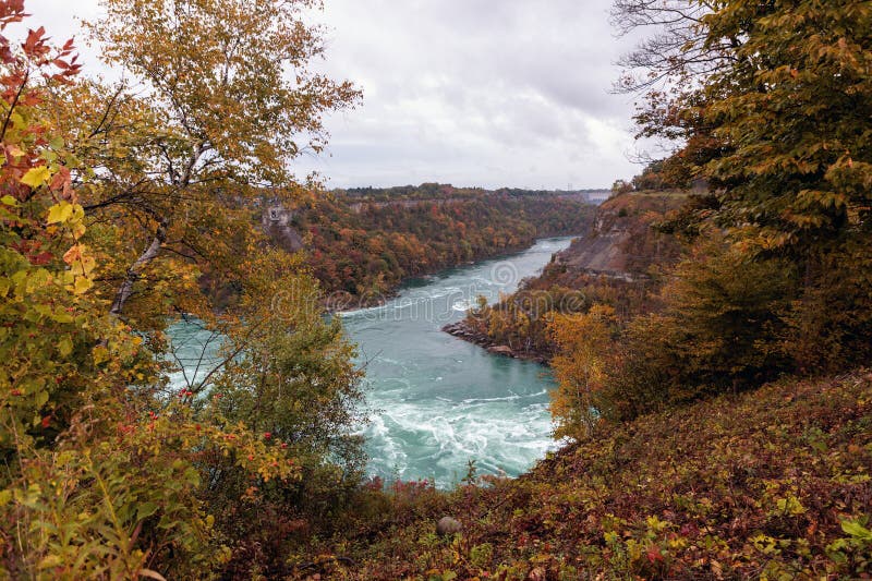 Niagara River in Autumn. Landscape in Fall Season in Canada. Stock ...