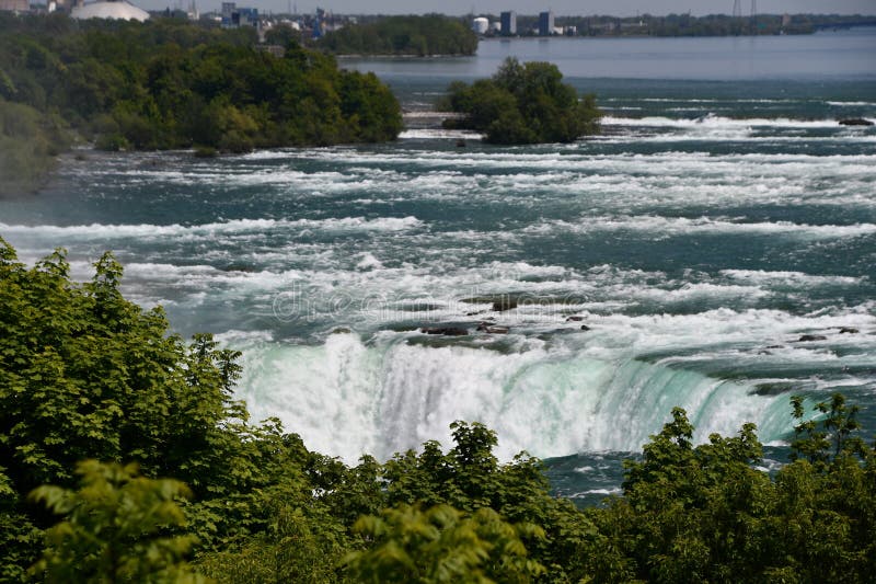 Niagara River and Horseshoe Falls between USA and Canada Stock Image ...