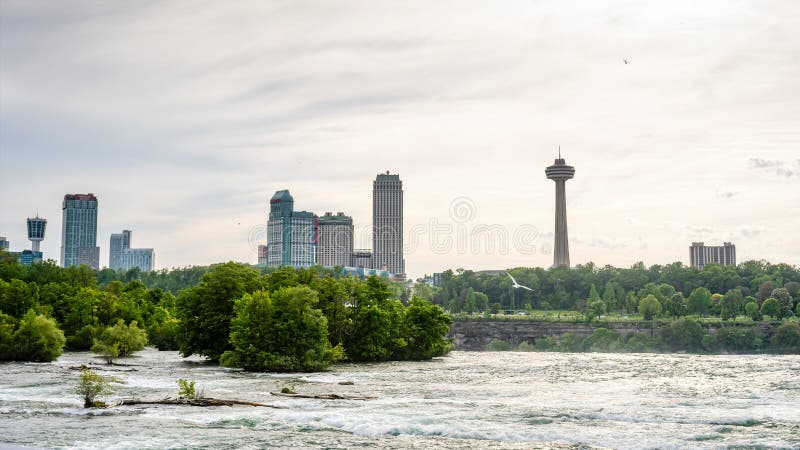 Niagara River Rapids with Canada in the Background Stock Image - Image ...