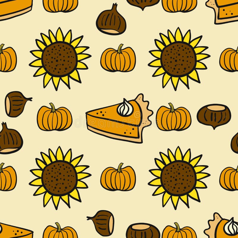 Thanksgiving Fall Autumn Doodle Seamless Repeat Pattern Stock Vector ...