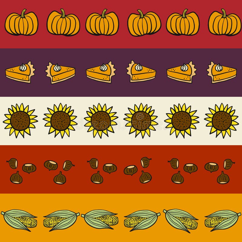 Thanksgiving Fall Autumn Doodle Seamless Repeat Pattern Stock Vector ...