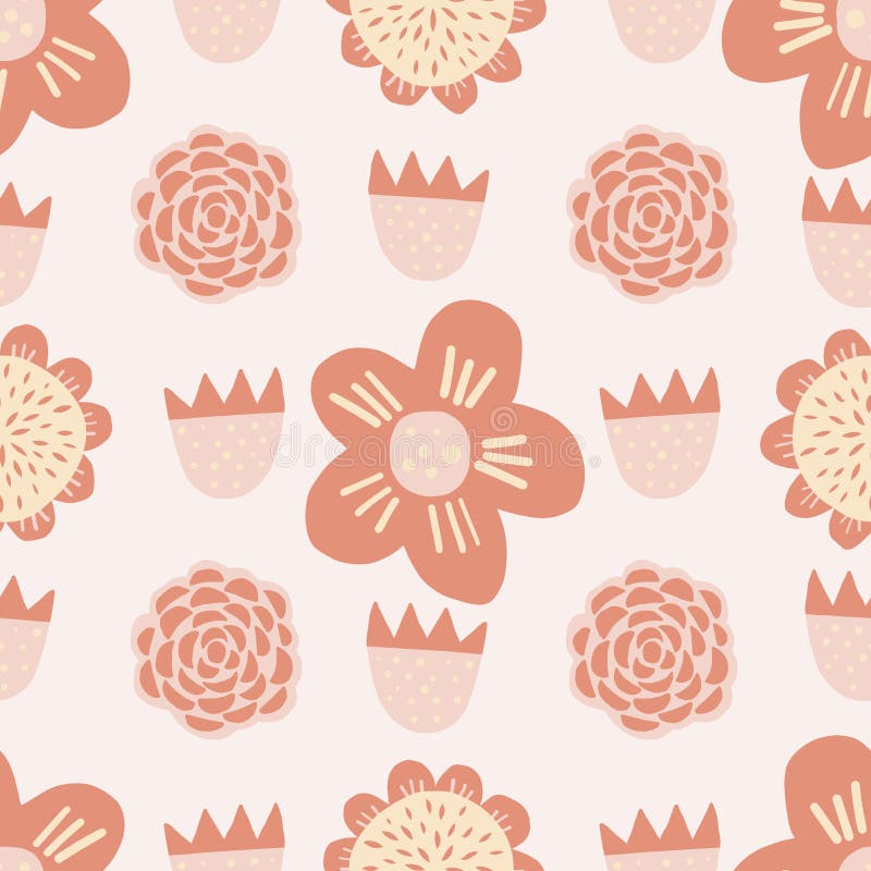 Pastel Retro Simple Flower Pattern Stock Vector - Illustration of cloth ...