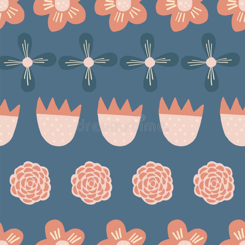 Pastel Retro Simple Flower Pattern Stock Vector - Illustration of ...