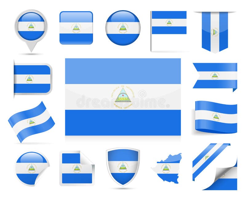 Nicaragua Flag Vector Set stock illustration. Illustration of badge ...