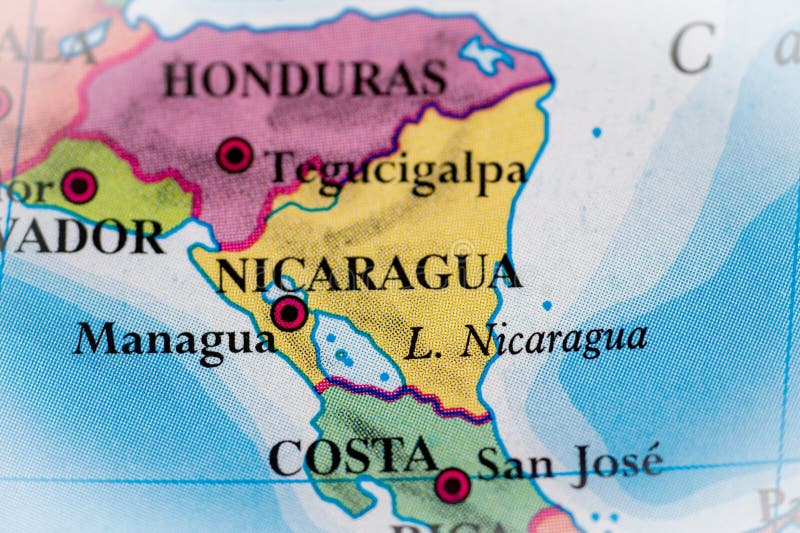 Nicaragua Highlighted on a World Map Stock Photo - Image of area ...