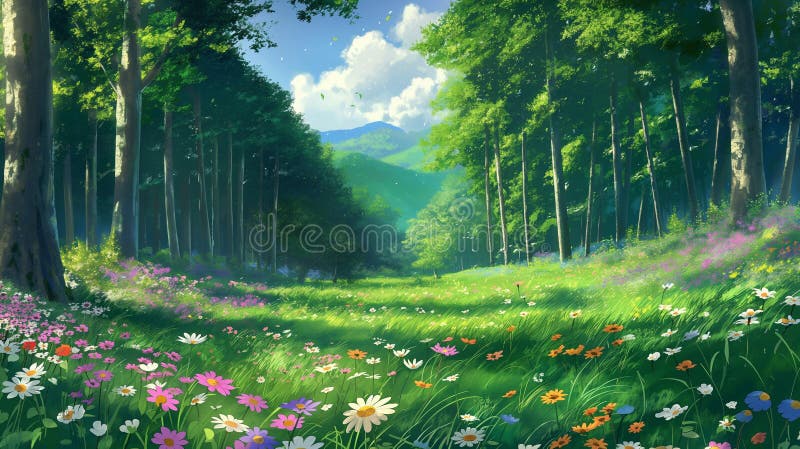 Nice Anime Theme of the Field Stock Image - Image of green, park: 338448281