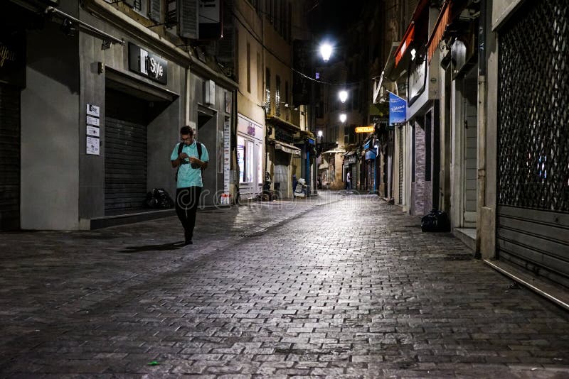 NICE - APRIL 8 : Night View in Nice Under Twilight Evening Sky, France ...