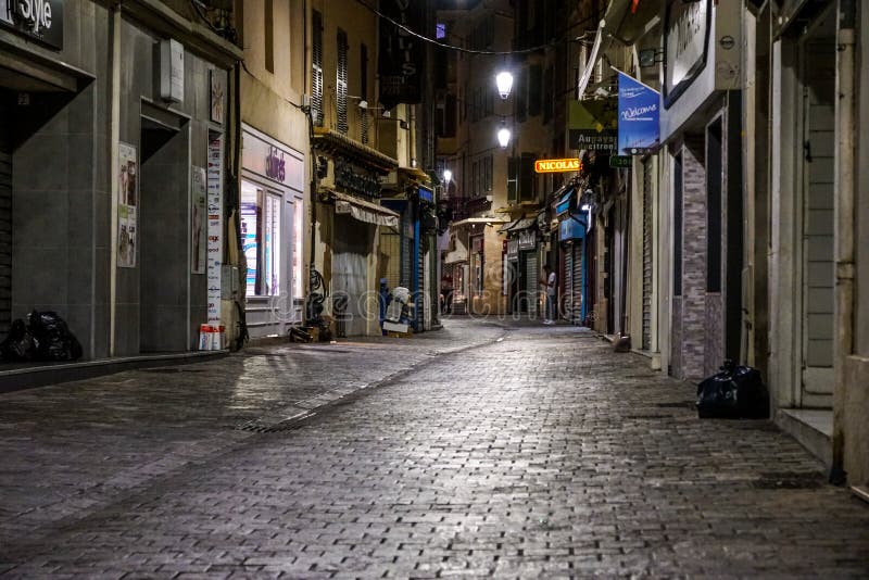 NICE - APRIL 8 : Night View in Nice Under Twilight Evening Sky, France ...