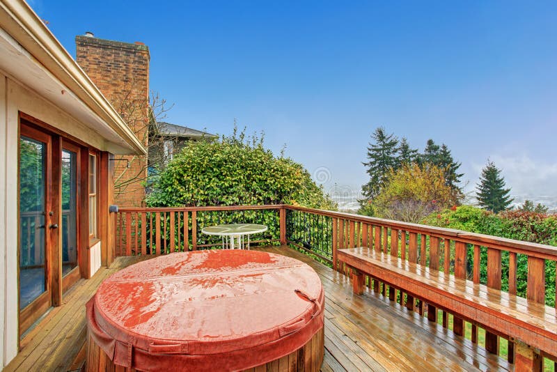 Nice Back Deck with a View. Stock Image - Image of nice, door: 55783635