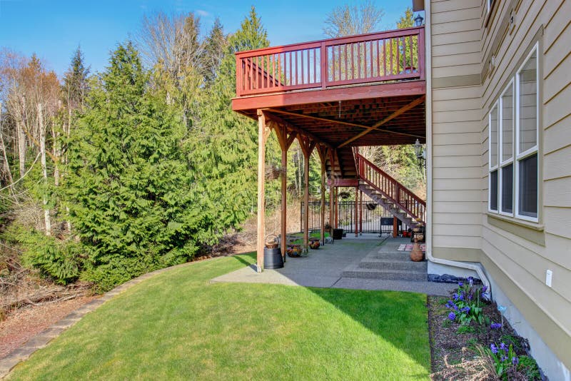 Nice Back Porch with Covered Patio and Decor. Stock Image - Image of ...
