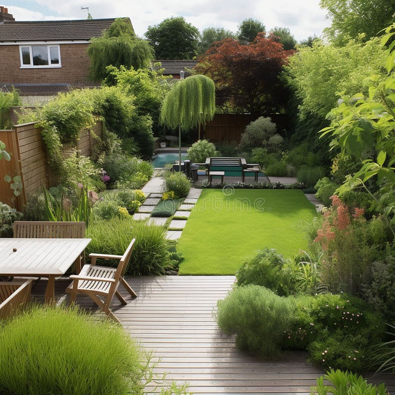 Nice Backyard with a Garden. AI Generated Stock Illustration ...