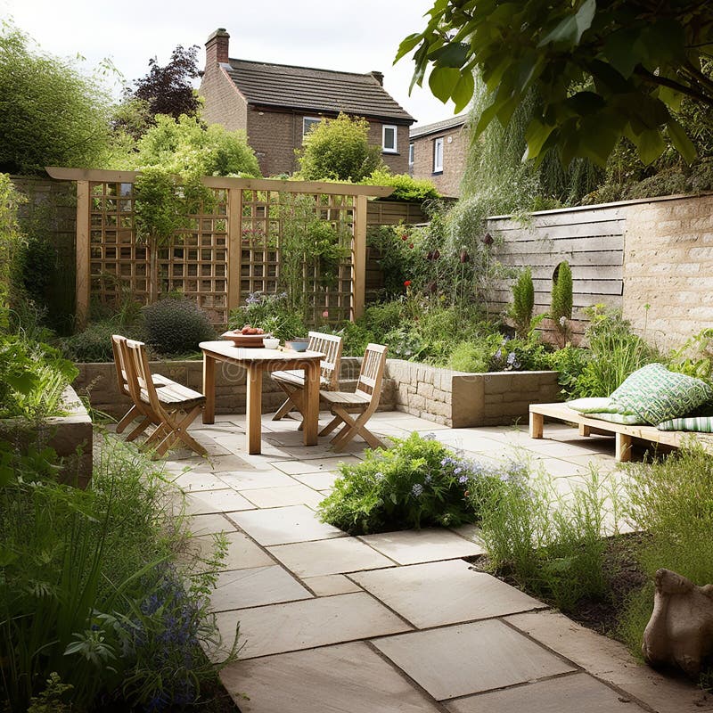 Nice Backyard with a Garden. AI Generated Stock Illustration ...