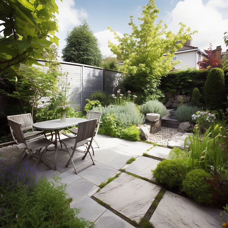Nice Backyard with a Garden. AI Generated Stock Illustration ...