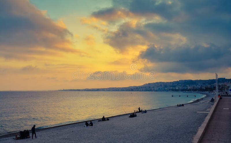 Nice beach at sunset editorial image. Image of summer - 91134740