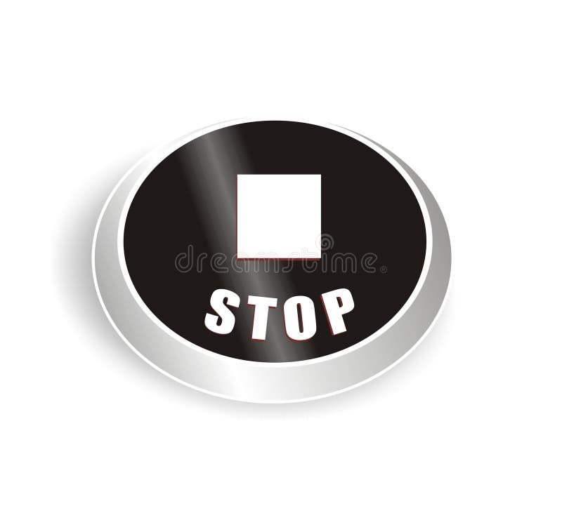 Nice black stop button stock vector. Illustration of shadow - 4740085